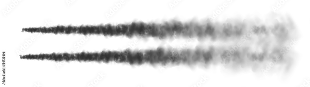 Realistic missile or bullet trace. Airplane condensation trail, jet ...