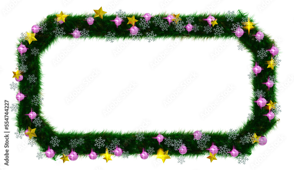 Beautiful christmas wreath in the shape of beveled rectangle with ...