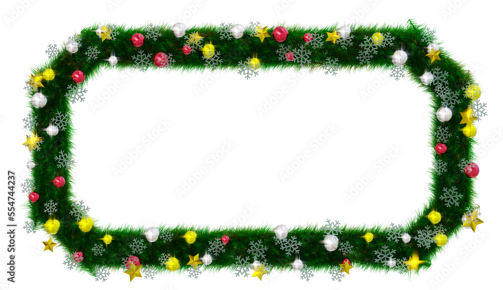Beautiful christmas wreath in the shape of beveled rectangle with ...