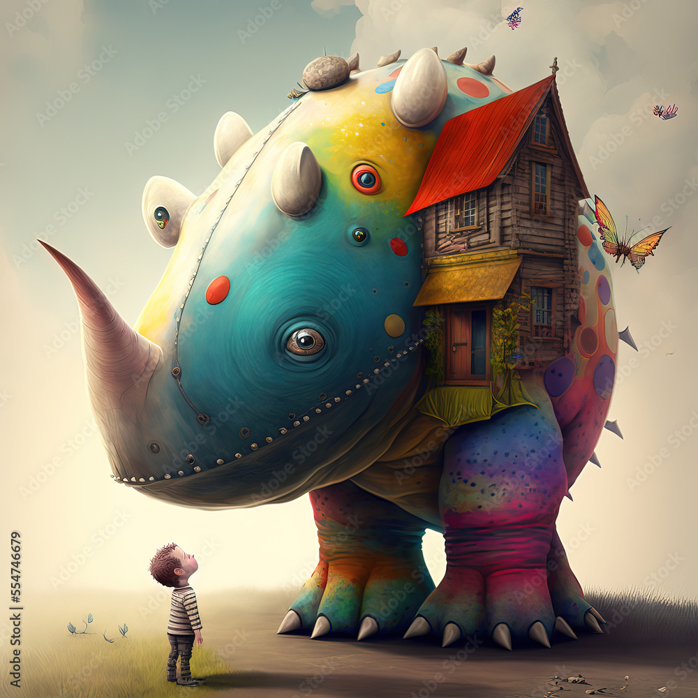 Fantasy creature. cartoon color story. sketch art for artist creativity ...