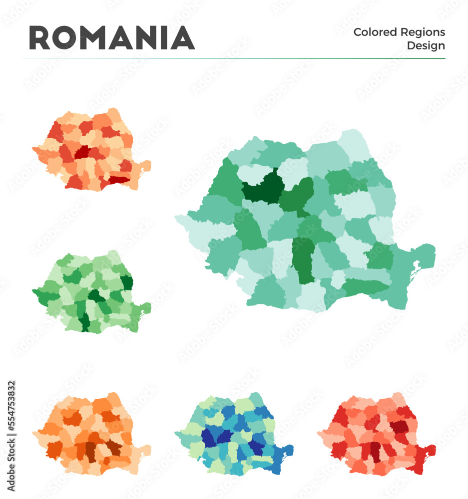 Vecteur Stock Romania map collection. Borders of Romania for your ...