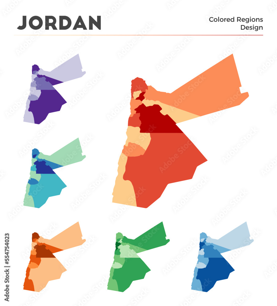 Vektorová grafika „Jordan map collection. Borders of Jordan for your ...