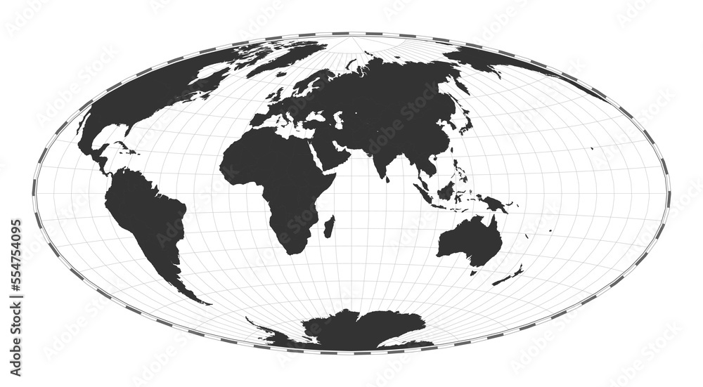 Vector world map. Aitoff projection. Plain world geographical map with ...