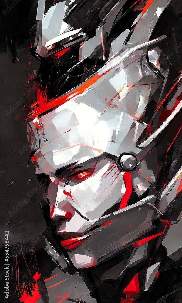 robot portrait sci-fi fantasy illustration conceptual dystopian style ...