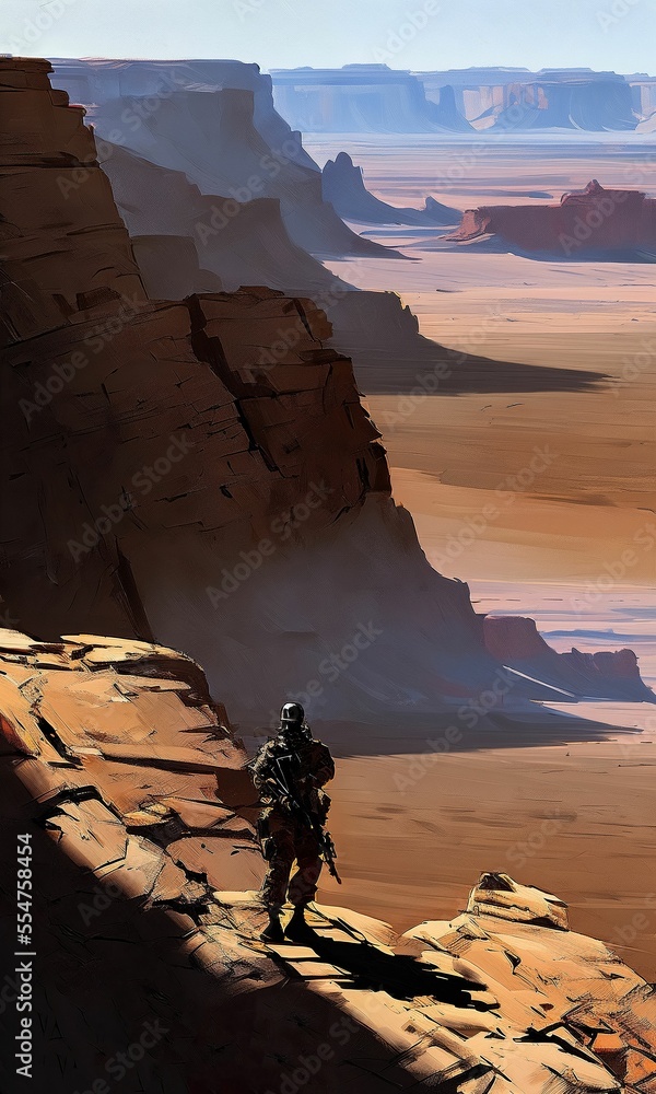 explorer sci-fi fantasy illustration conceptual dystopian style scene ...
