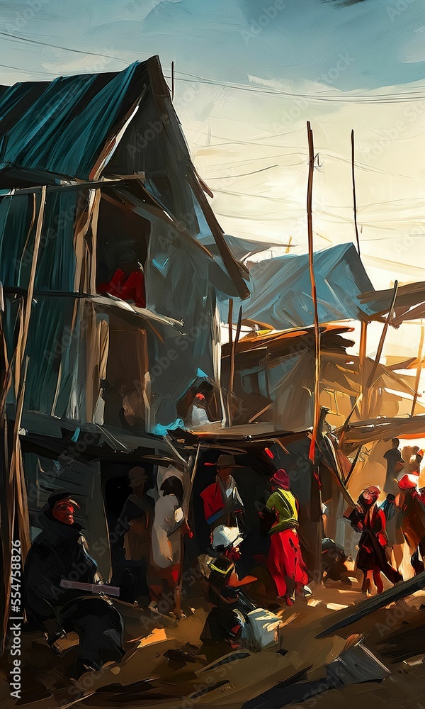 slums sci-fi fantasy illustration conceptual dystopian style scene ...