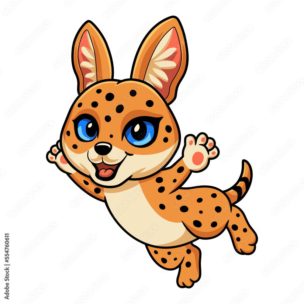 Cute serval cat cartoon flying Stock Vector | Adobe Stock