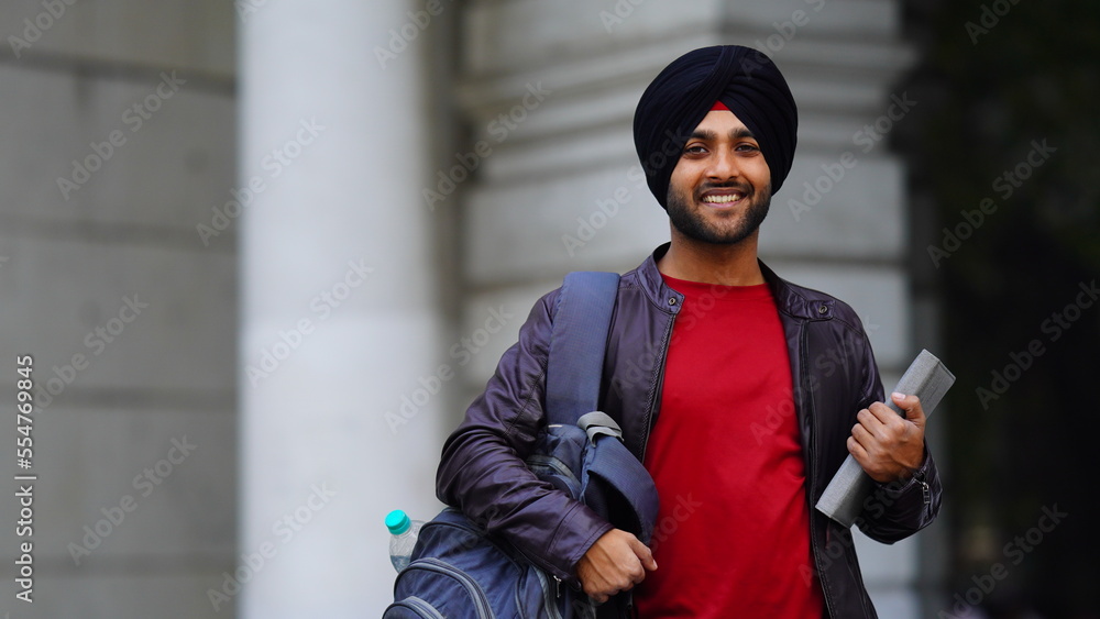 sikh college student image Young punjabi boy with confidence and bag ...