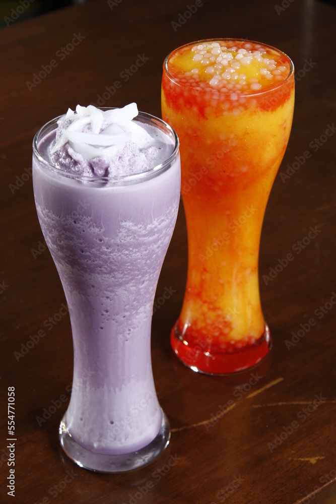 Ube macapuno and sago't gulaman shakes from the Philippines Stock Photo ...