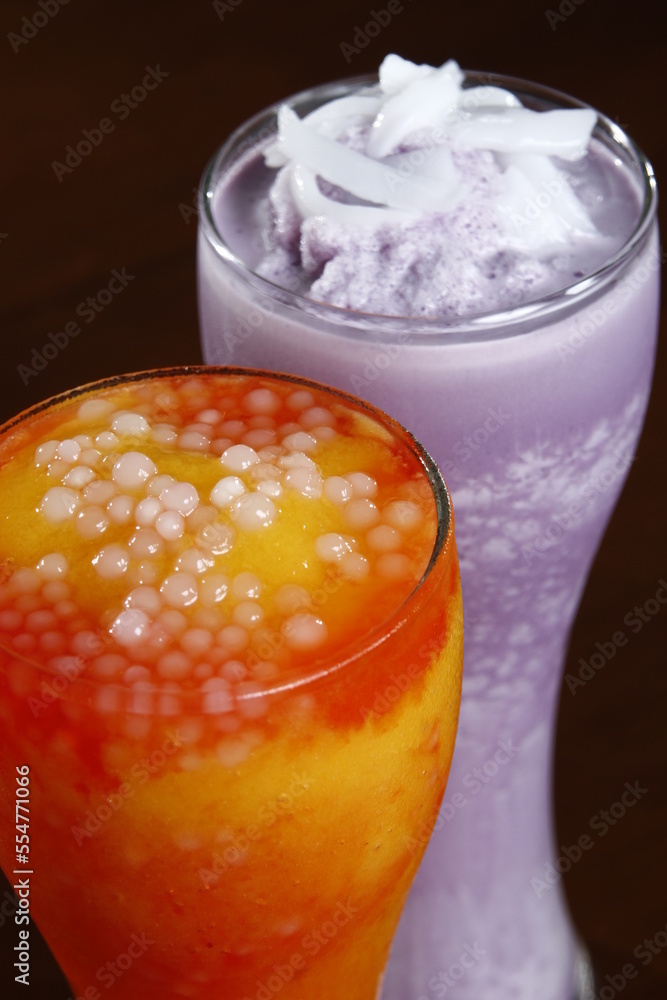 Ube macapuno and sago't gulaman shakes from the Philippines Stock Photo ...
