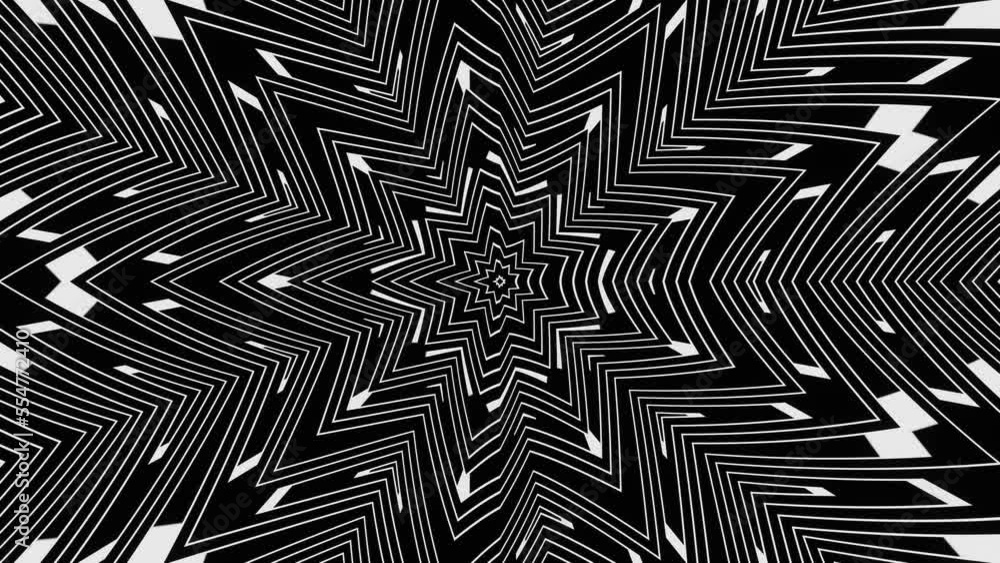 Monochrome animated patterns. Curved lines in motion. Black and white ...