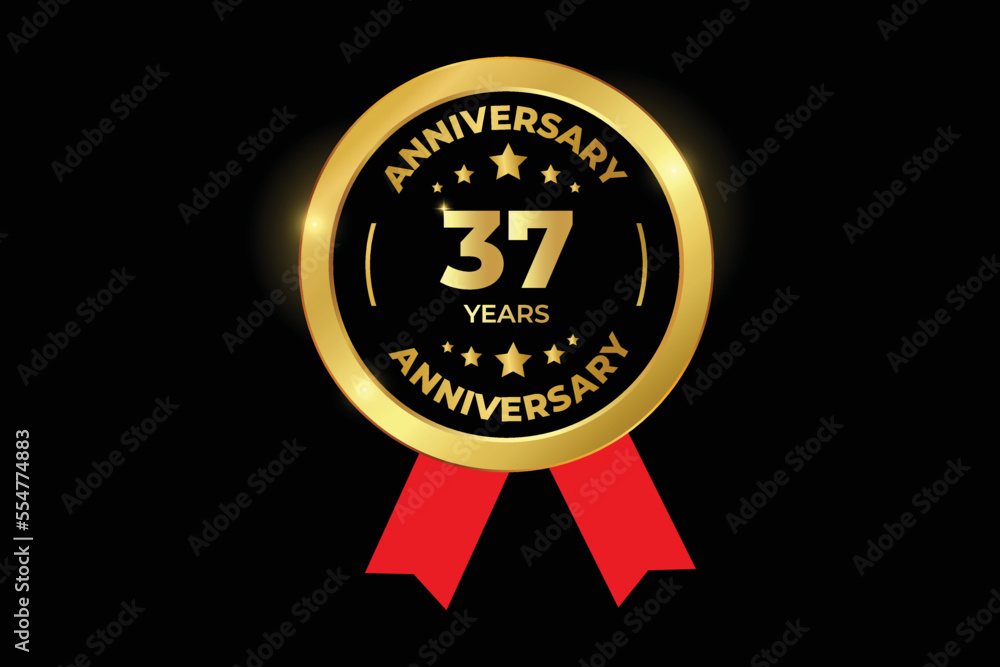 37 years golden anniversary celebration premium vector design. Stock ...