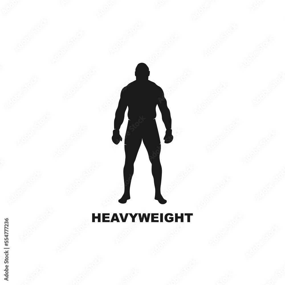 Heavyweight silhouette. Fighter logo. Mixed Martial Arts pose icon ...