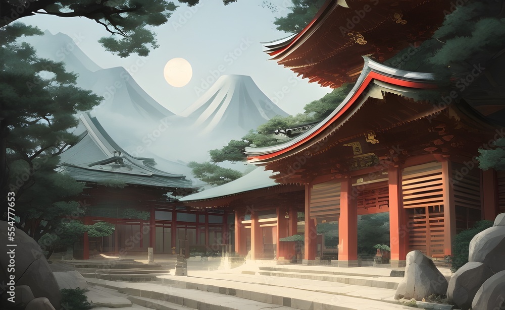 beautiful illustration of japanese shrine gate created with Generative ...