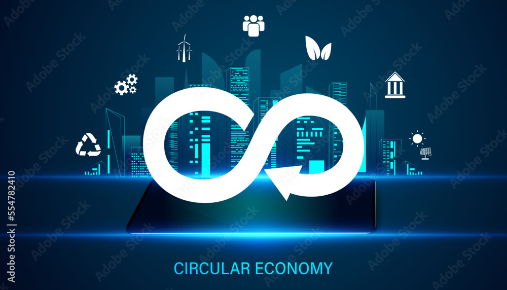 Abstract Circular Economy Symbols and Icons Environment Recycle Clean ...