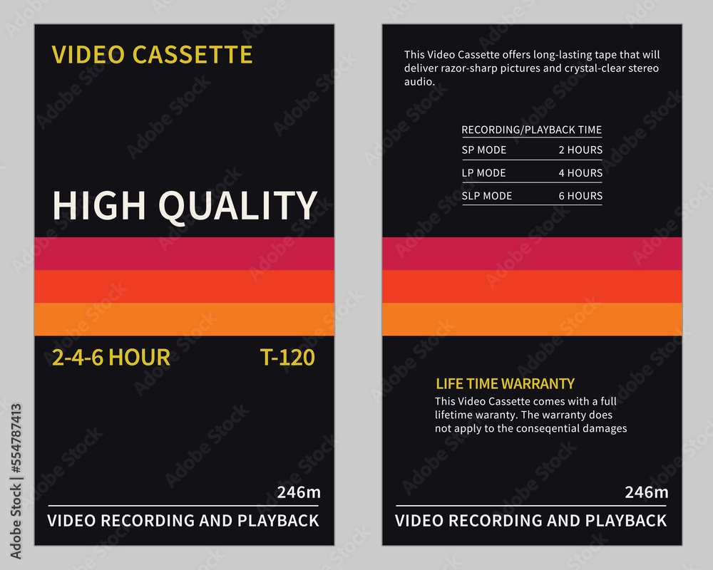 Double Side VHS Cover Template in Black Stock Vector | Adobe Stock