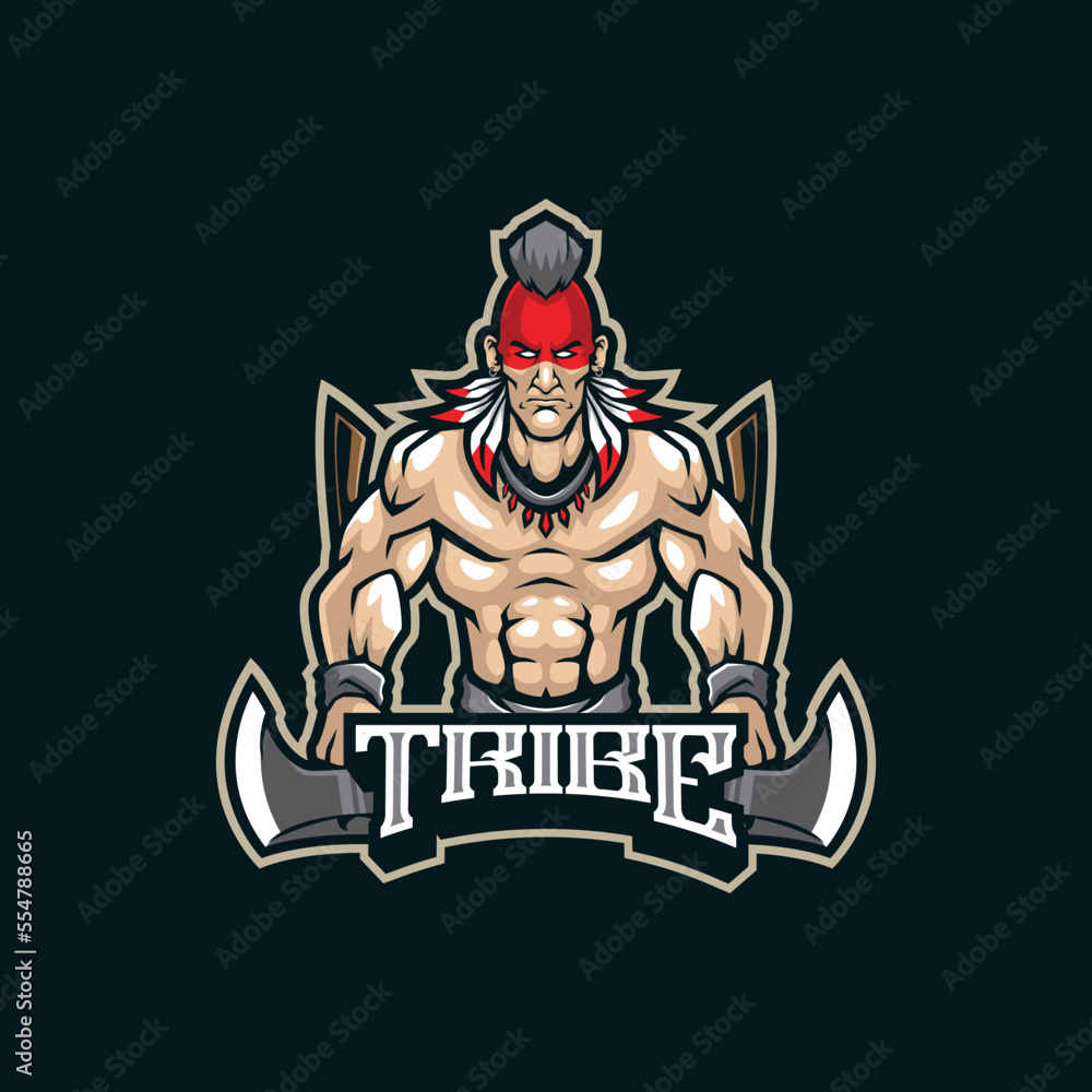 Tribe mascot logo design vector with modern illustration concept style ...