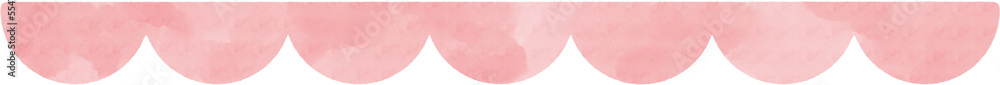 Cute pastel pink scalloped edge upper border. Watercolor illustration ...