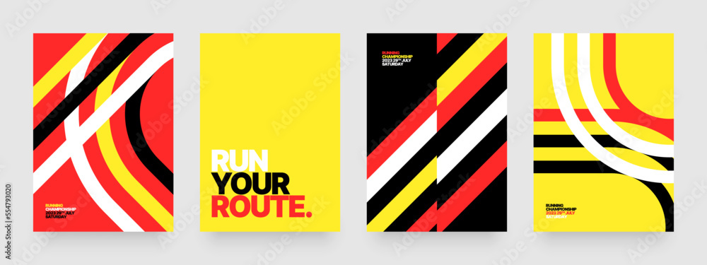 Vector layout template design for run, championship or sports event ...