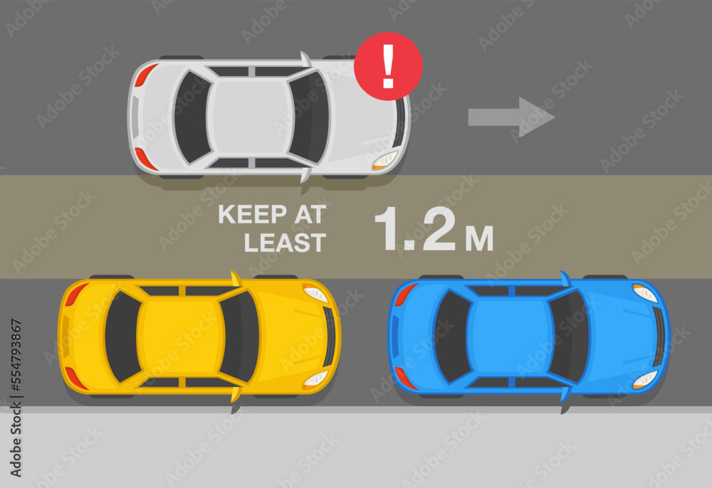 Safe driving tips and traffic rules. Moving sedan car passing the ...
