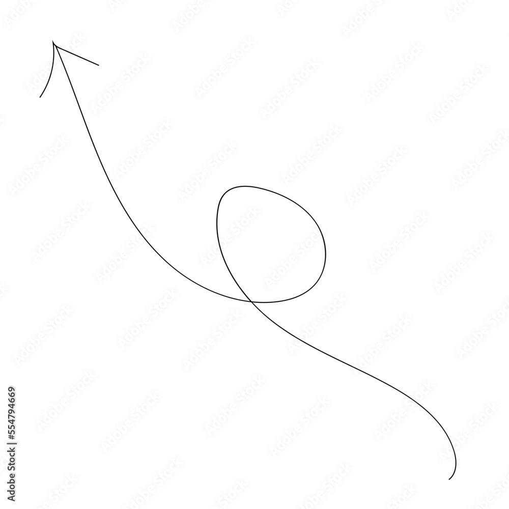 Twisted arrow vector illustration in thin line design Stock Vector ...