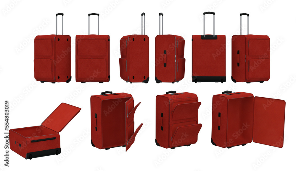 3D Render : collection of baggage mockup with different angle for ...