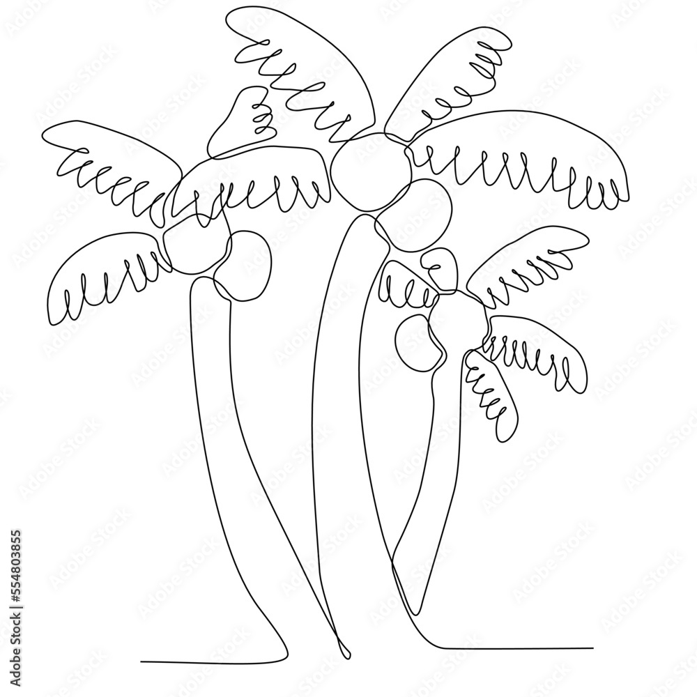 continuous line drawing of natural coconut Vector Illustration Stock ...