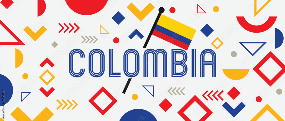 Colombia national day banner with flag colors theme background and ...