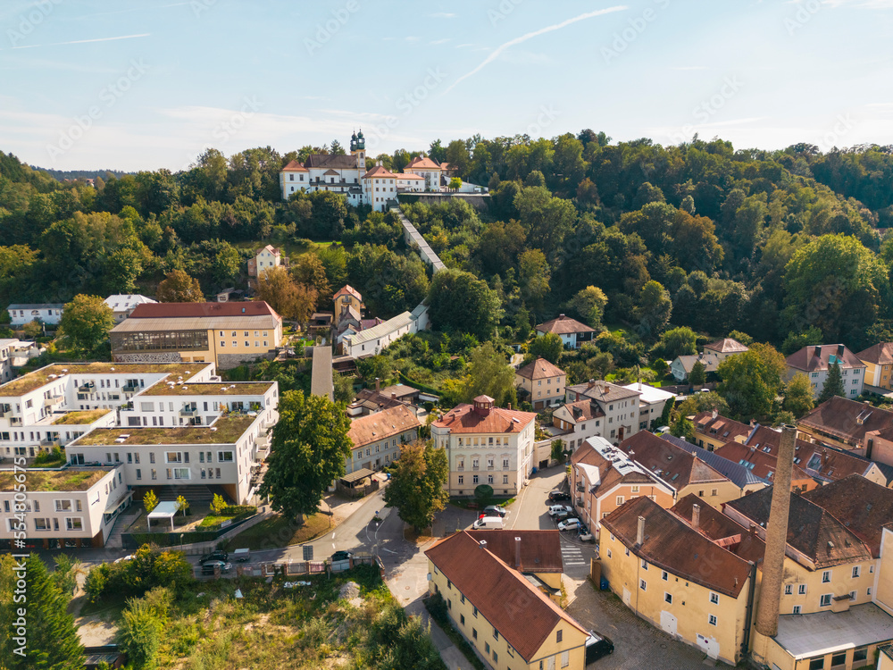 Germany, Bavaria, Passau, Aerial view of modern luxury hotel on edge of ...