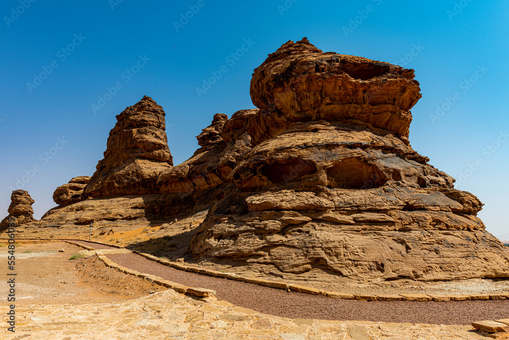 Saudi Arabia, Hail Province, Jubbah, Sandstone outcrops of Jebel Umm ...
