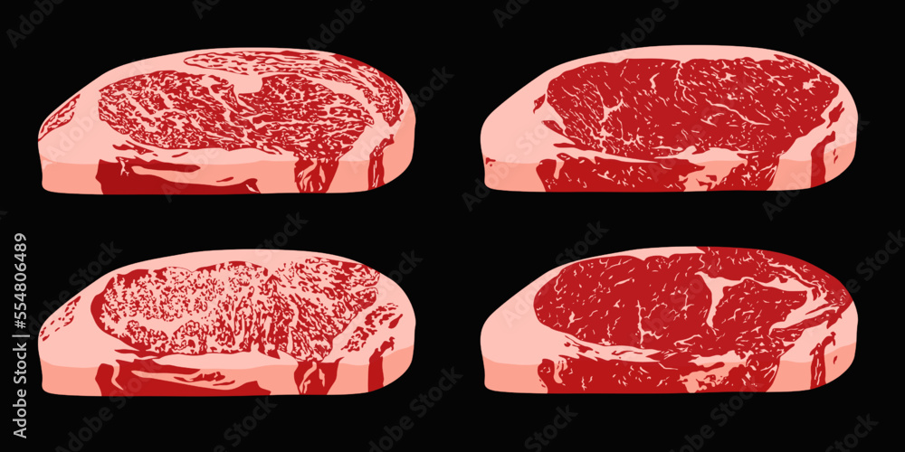 Raw wagyu sirloin steak isolated on background, Japanese beef steak ...