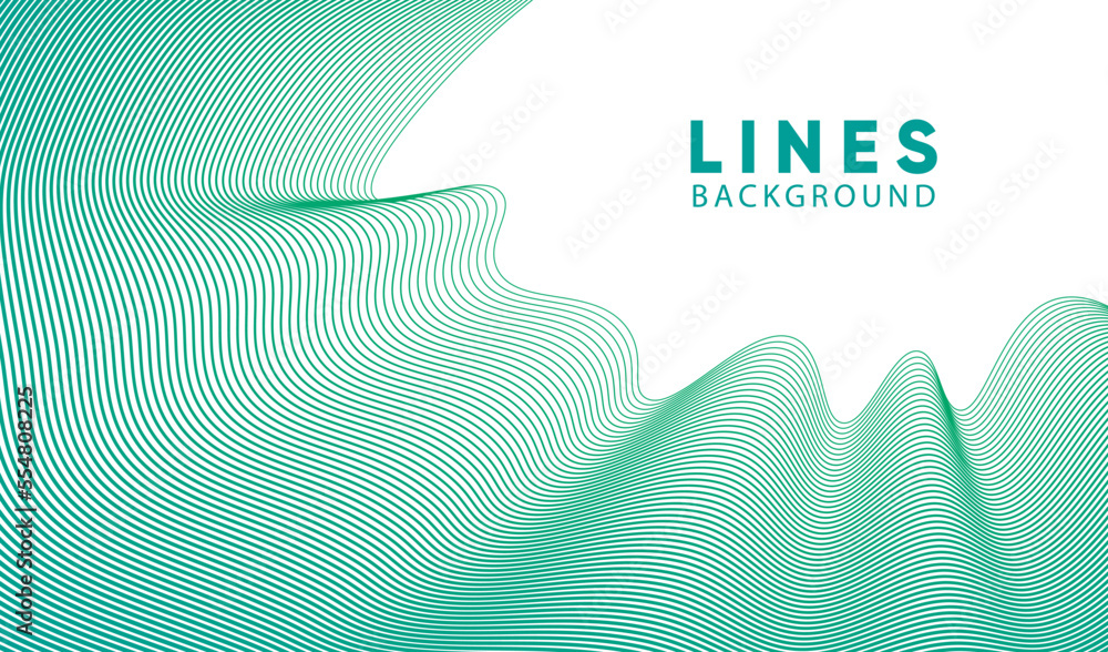 Green wavy lines abstract background Stock Vector | Adobe Stock
