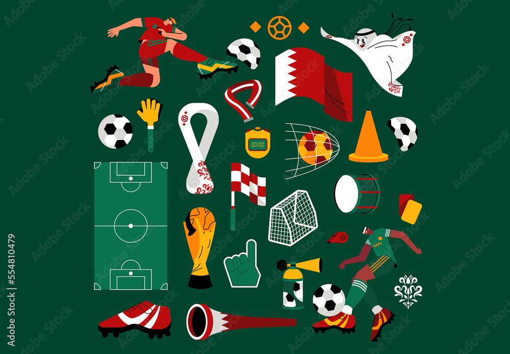 Green Flat World Cup Illustration Asset Stock Template | Adobe Stock