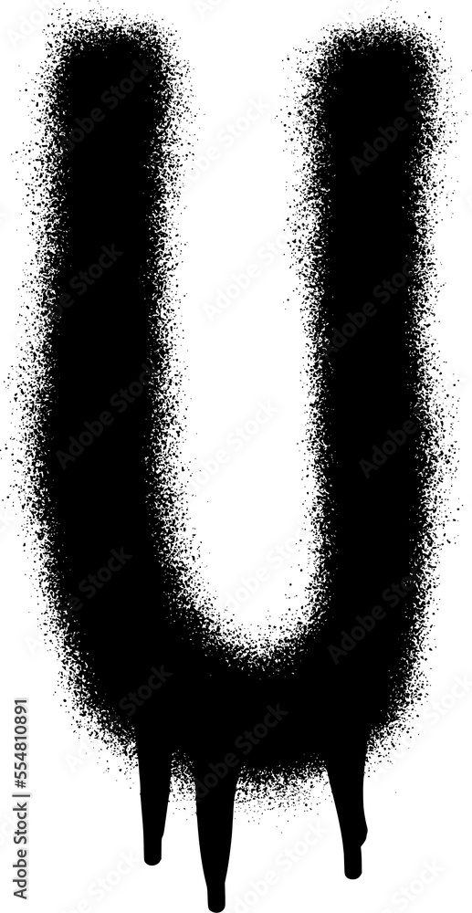 Graffiti font alphabet U with black spray paint. ilustração do Stock ...