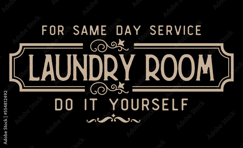 Vintage laundry sign symbols vector illustration isolated. Laundry ...