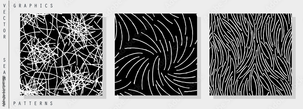 Seamless pattern. Random scattering of thin lines. Hand-drawn of ...