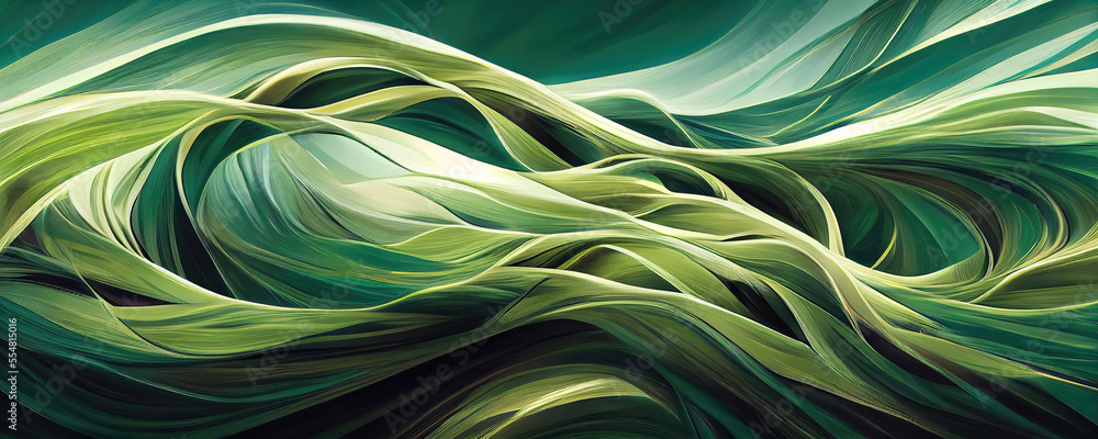 Abstract green twirly lines design (Generative AI) Stock Illustration ...