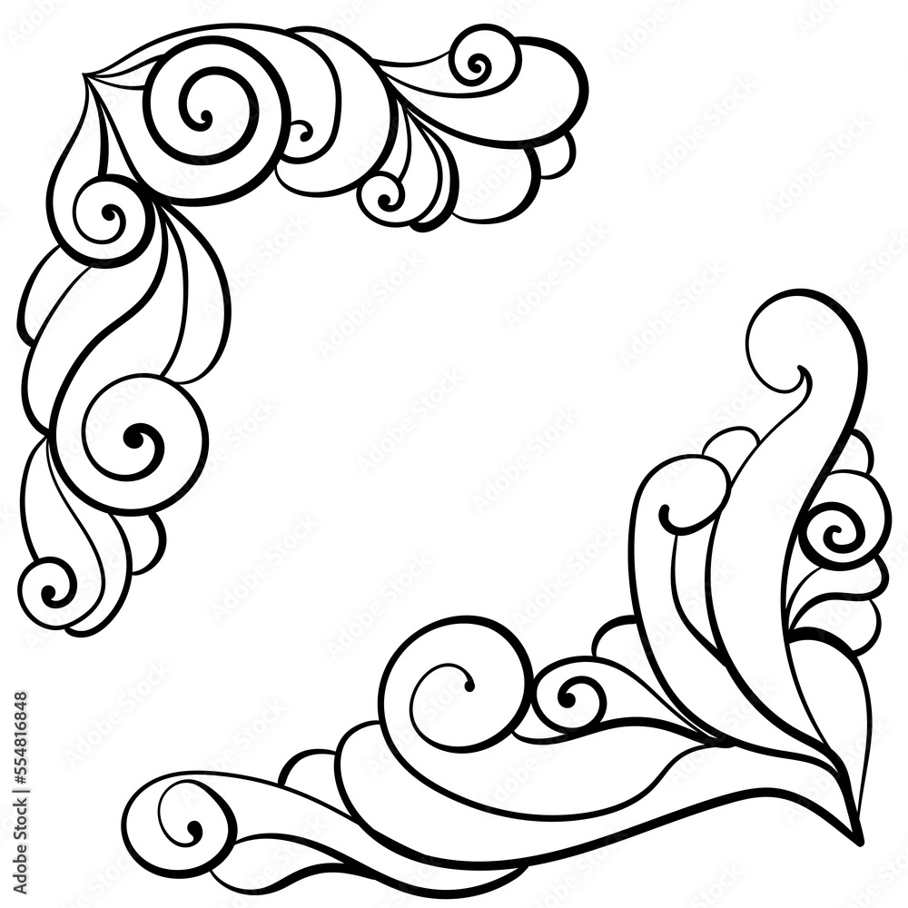 Ornate doodle corners with spiral patterns and smooth lines for design ...