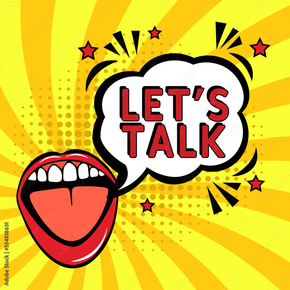 Comic book explosion with text Let's talk, vector illustration. Vector ...