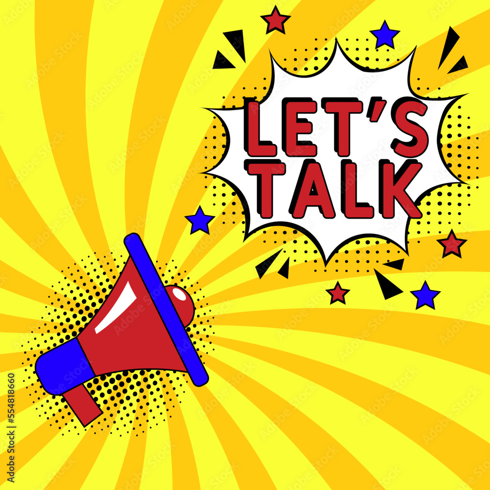Vetor de Comic book explosion with text Let's talk, vector illustration ...