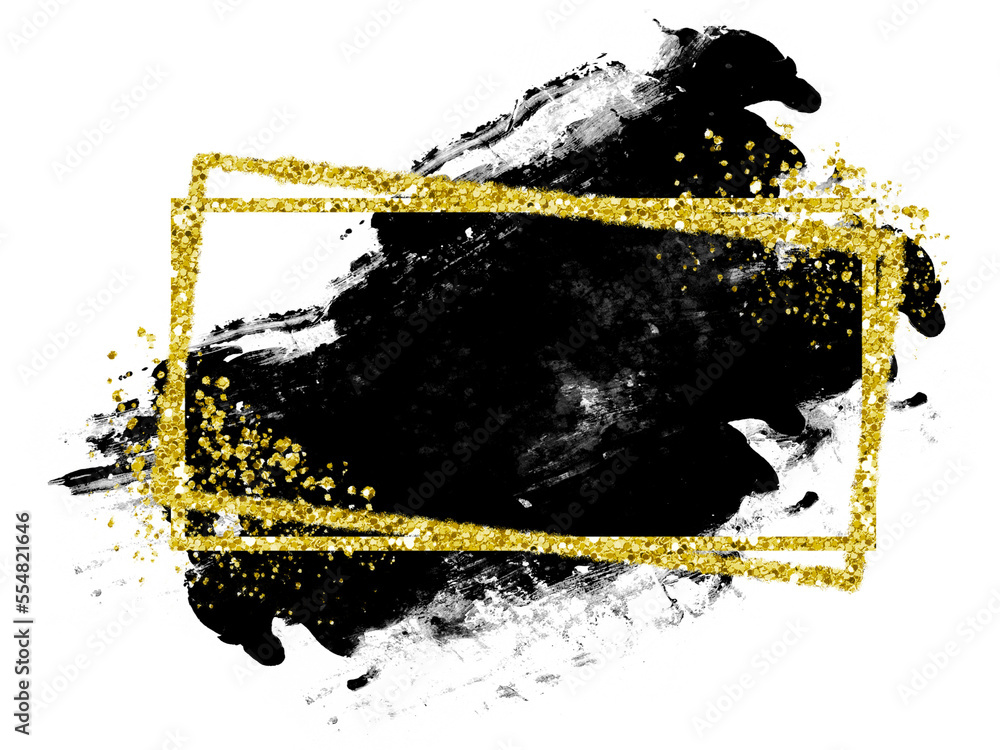 Black smudge design element with gold framing, creative and luxury ...