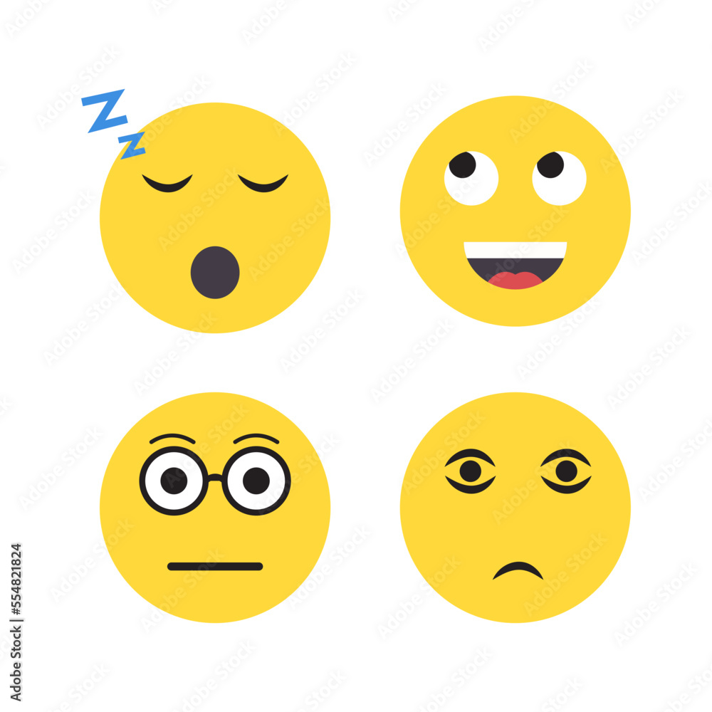 Emoji day collection set. Happy smiles, crying faces, sad, angry and ...