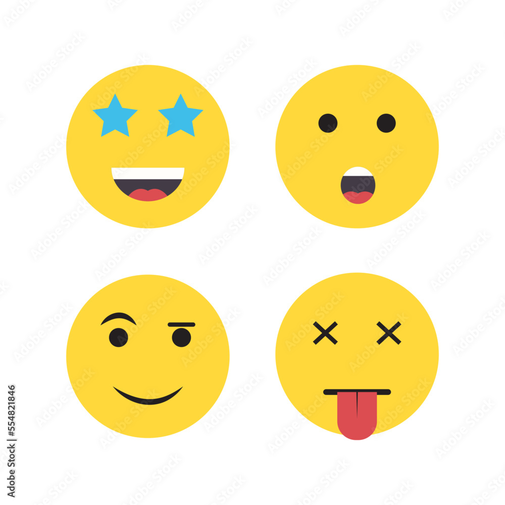 Emoji day collection set. Happy smiles, crying faces, sad, angry and ...
