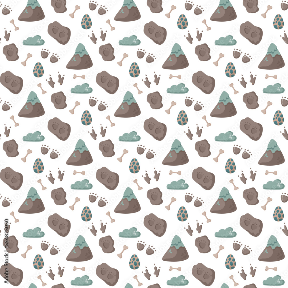 Dinosaur seamless pattern footprint tracks. Minimal color background ...