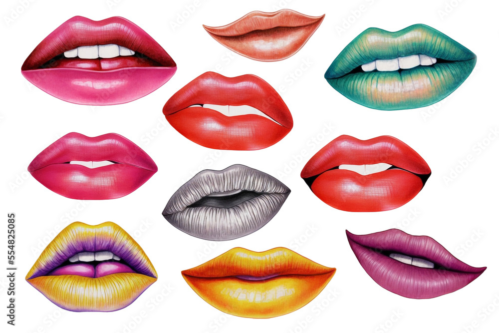 Cartoon Lippen, freigestellt auf transparentem Hintergrund, PNG Stock ...