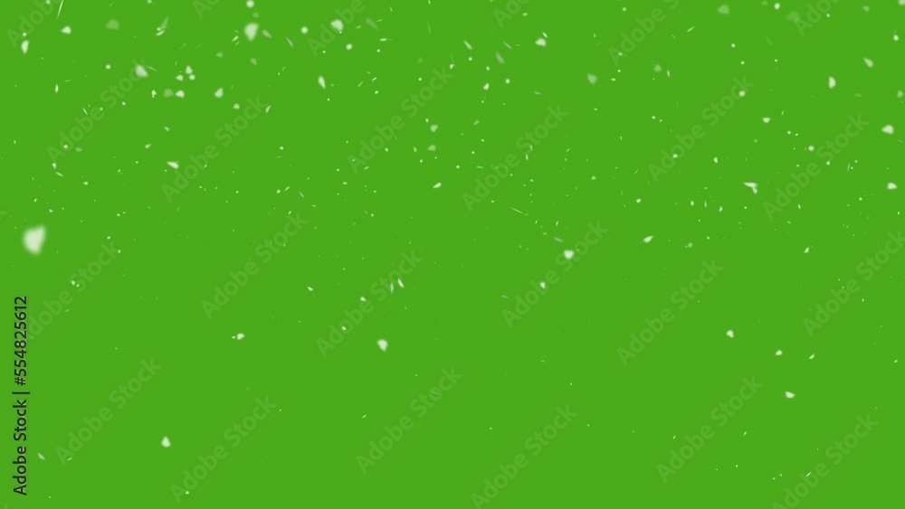 Snowfall overlay on green screen background. Realistic winter slowly ...