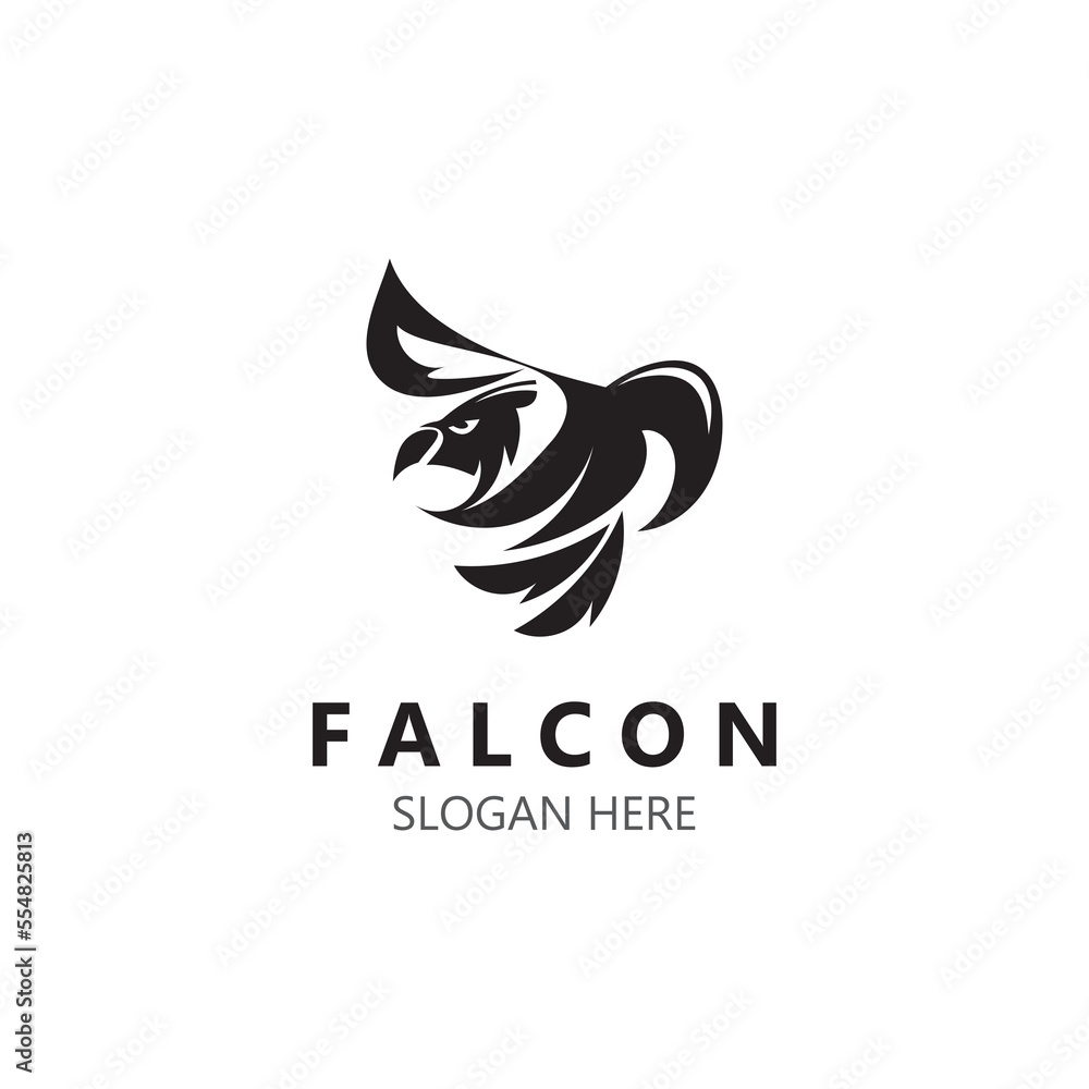 Falcon logo design image, silhouette eagle template illustration Stock ...