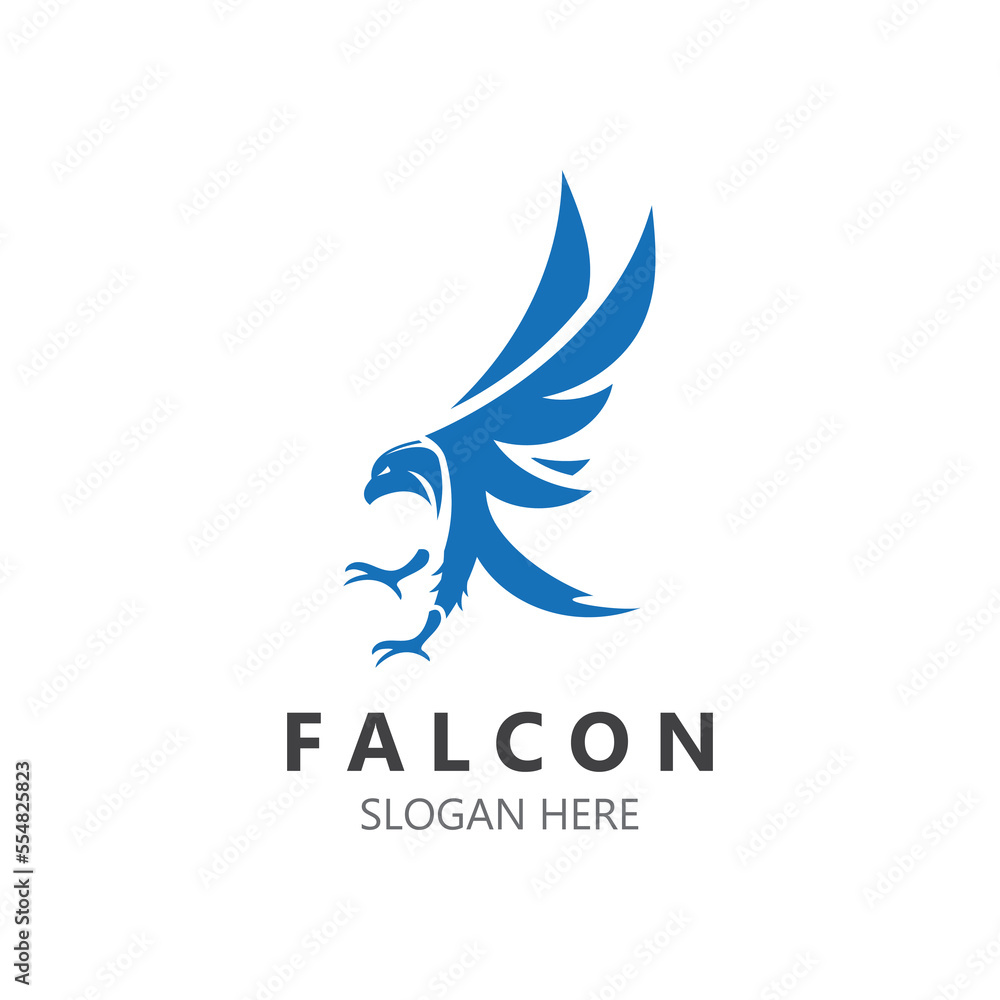 Falcon logo design image, silhouette eagle template illustration Stock ...