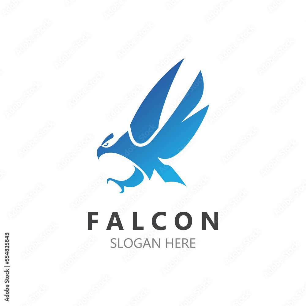 Falcon logo design image, silhouette eagle template illustration Stock ...