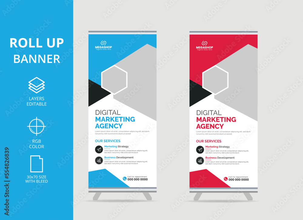 Poster food menu roll-up banner design, roll-up banner, x banner ...
